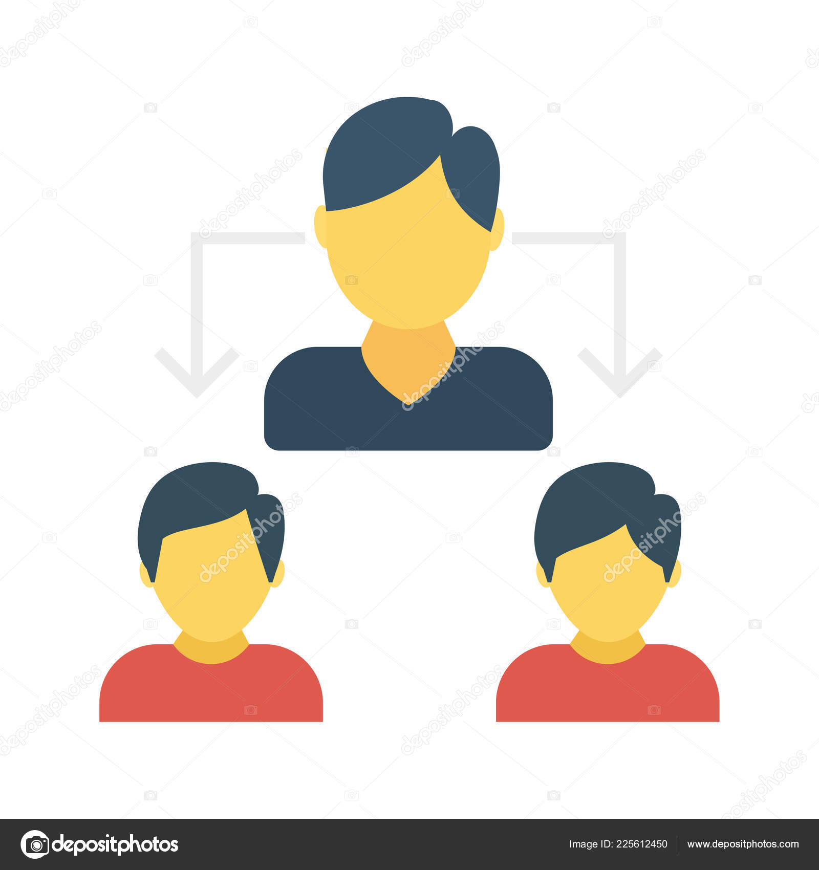 Boss Employees Avatars Flat Icon Isolated White Background Vector ...
