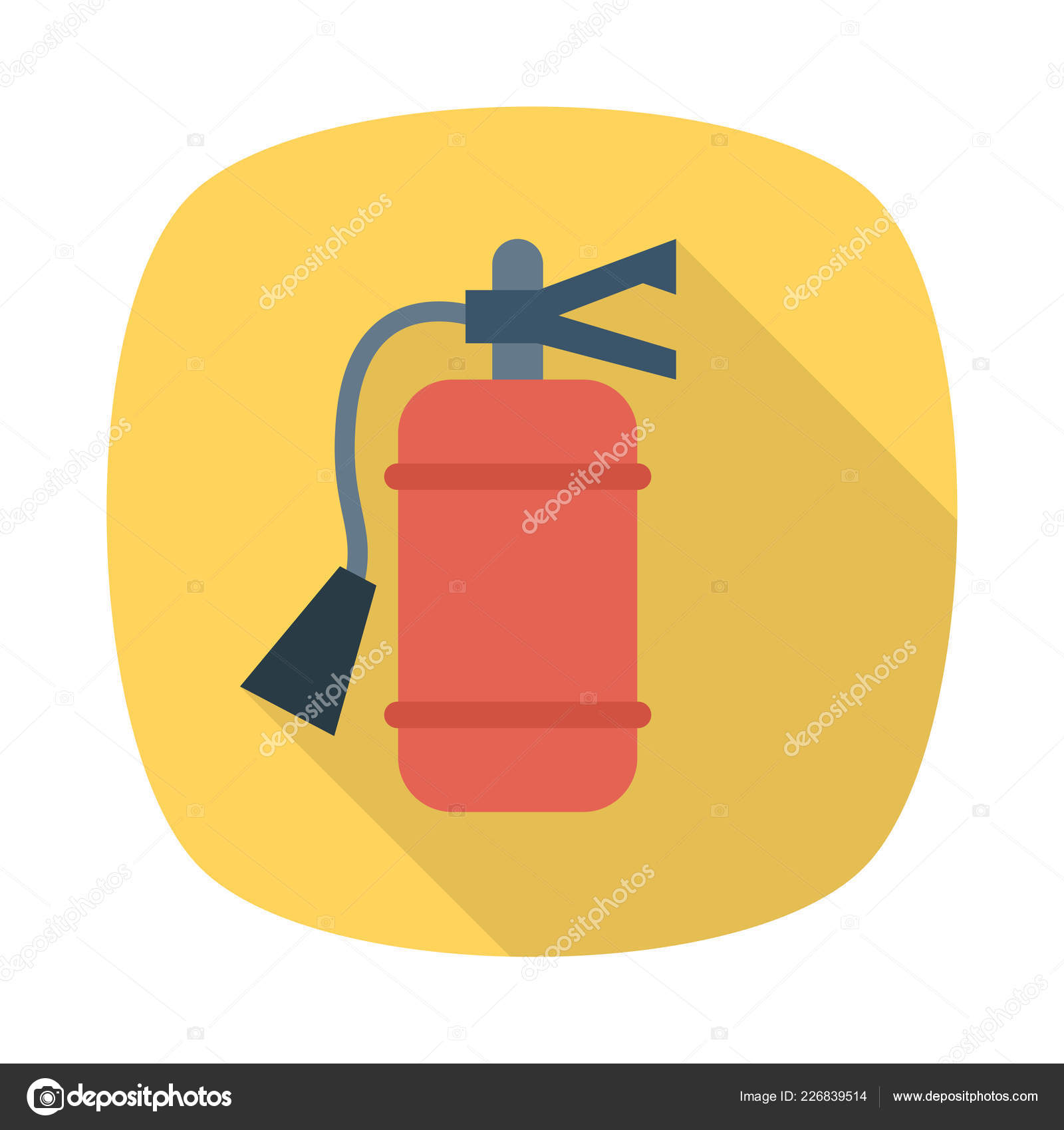 Fire Extinguisher Cylinder Flat Icon Isolated White Background Vector ...