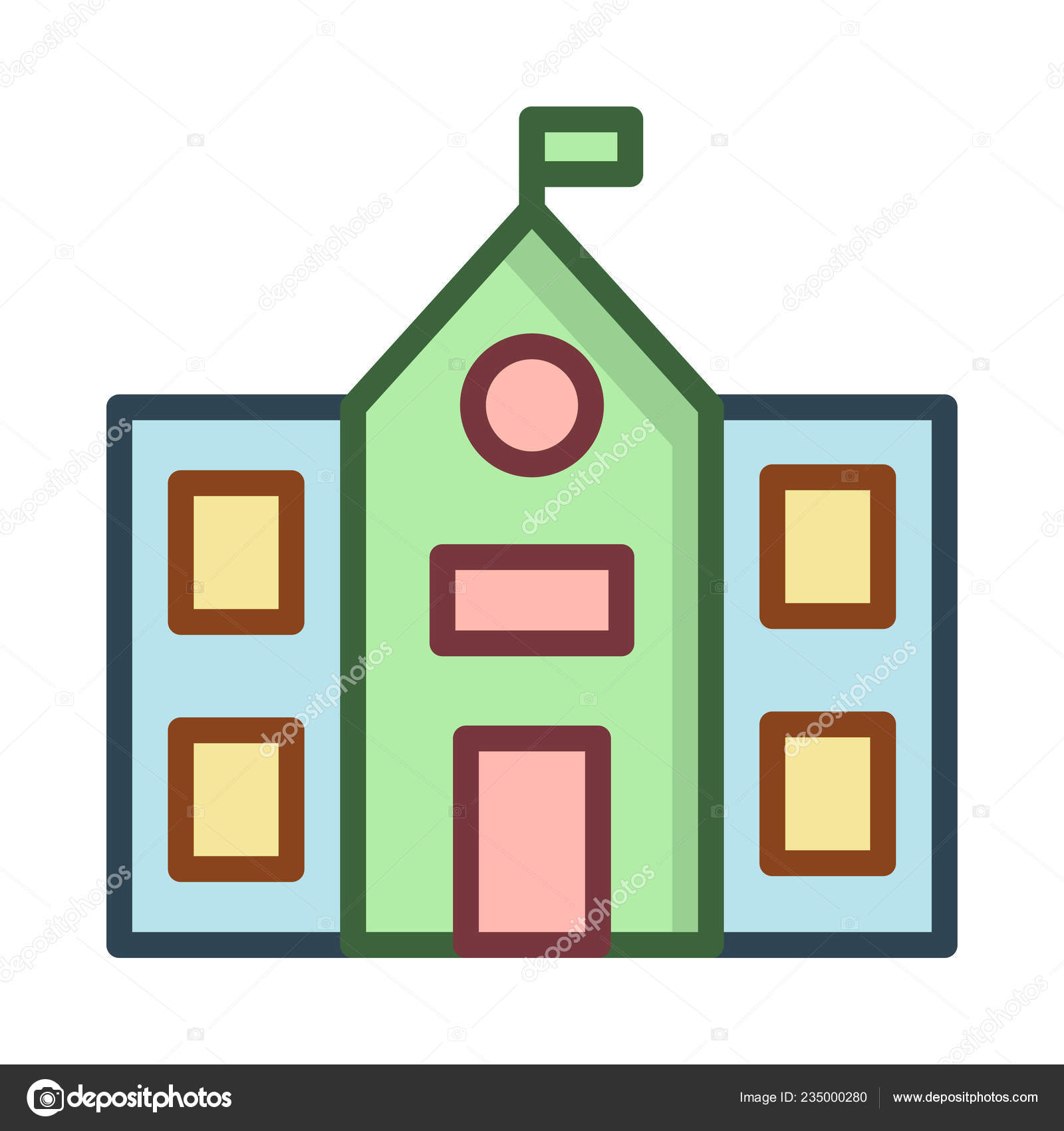 School Building Flag Vector Illustration Stock Vector Image by ...