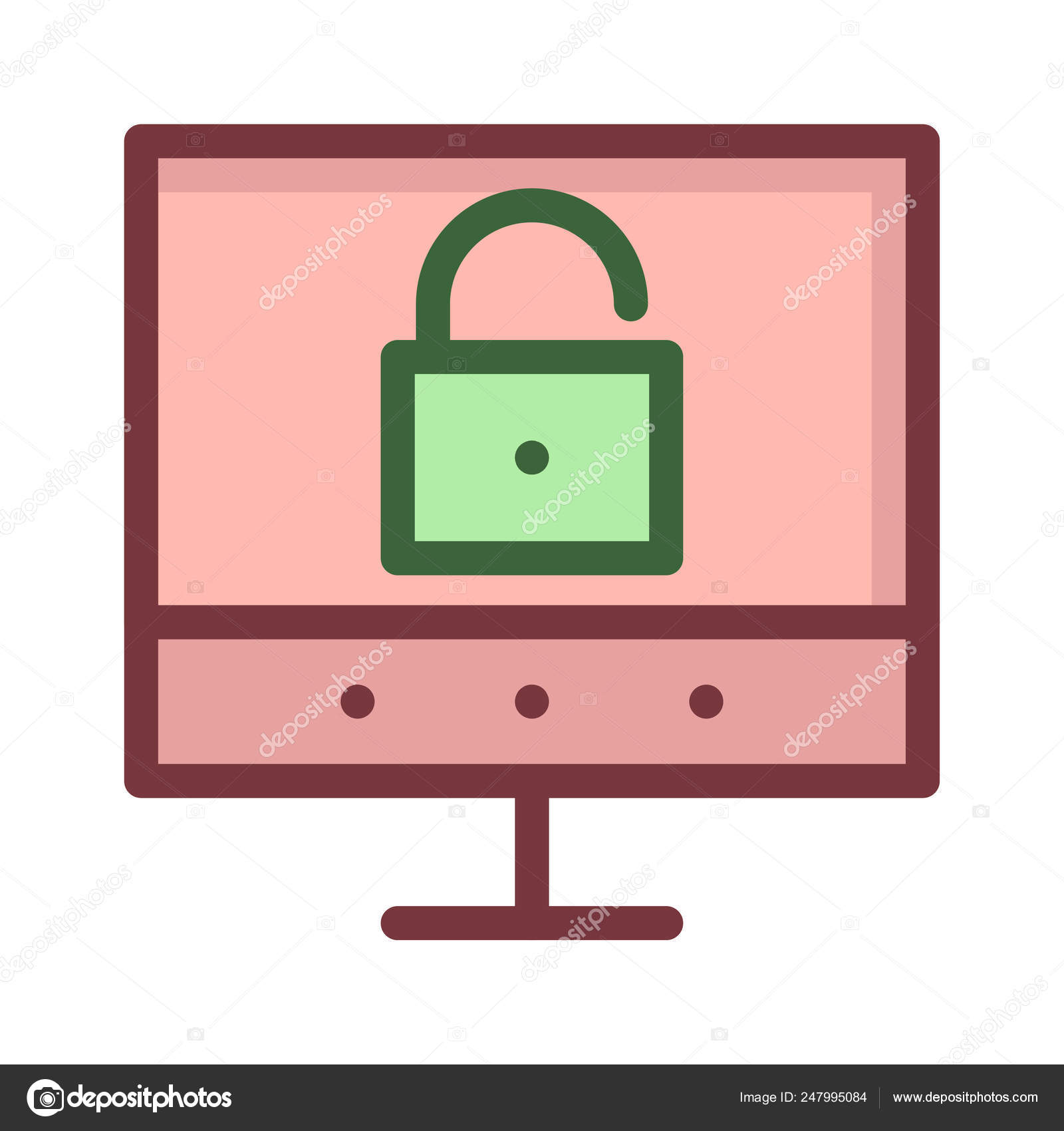 Unlock Screen Monitor Vector Illustration Stock Vector by ©dinosoftlabs 247995084