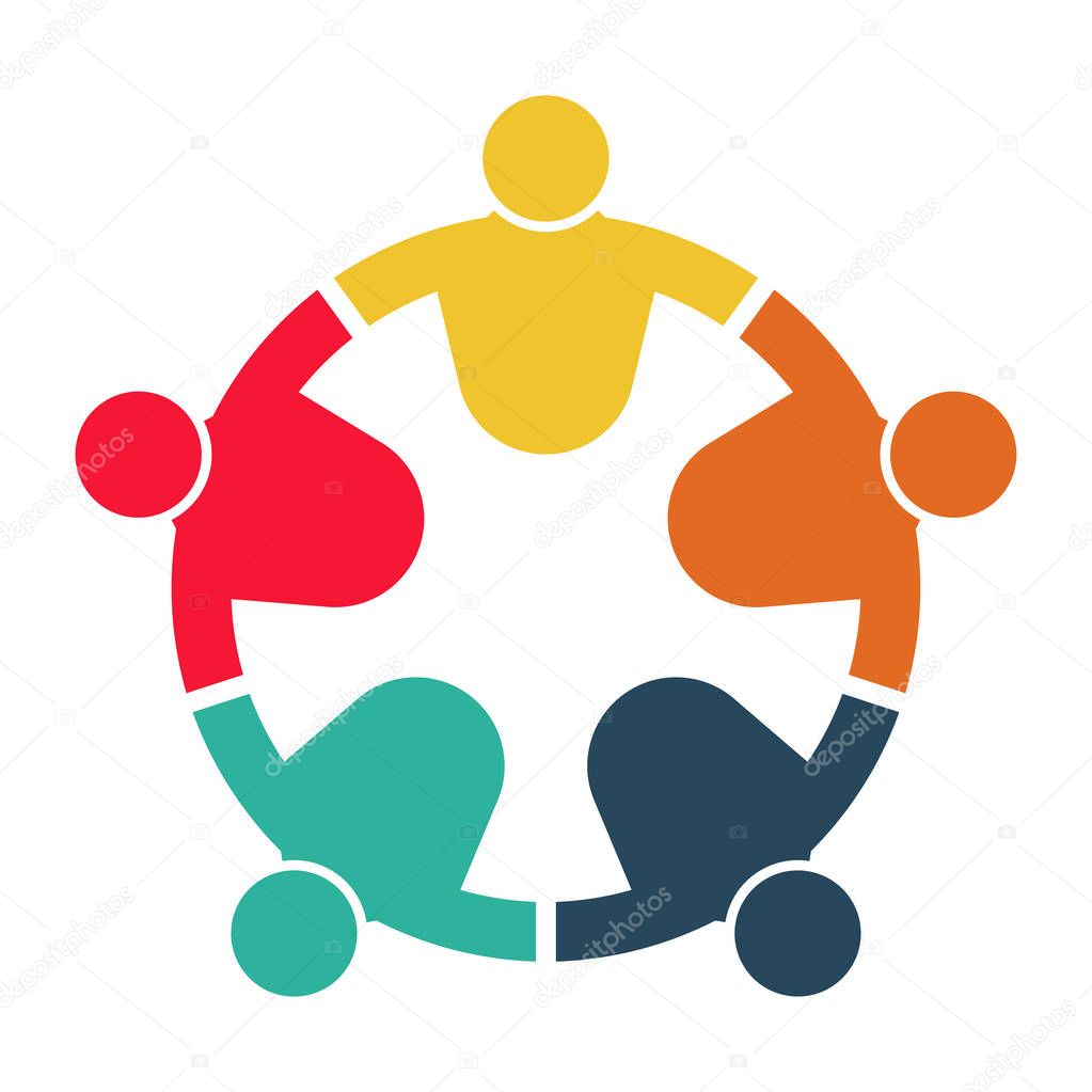 People logo. Group teamwork symbol of five persons,Vector llustration ...
