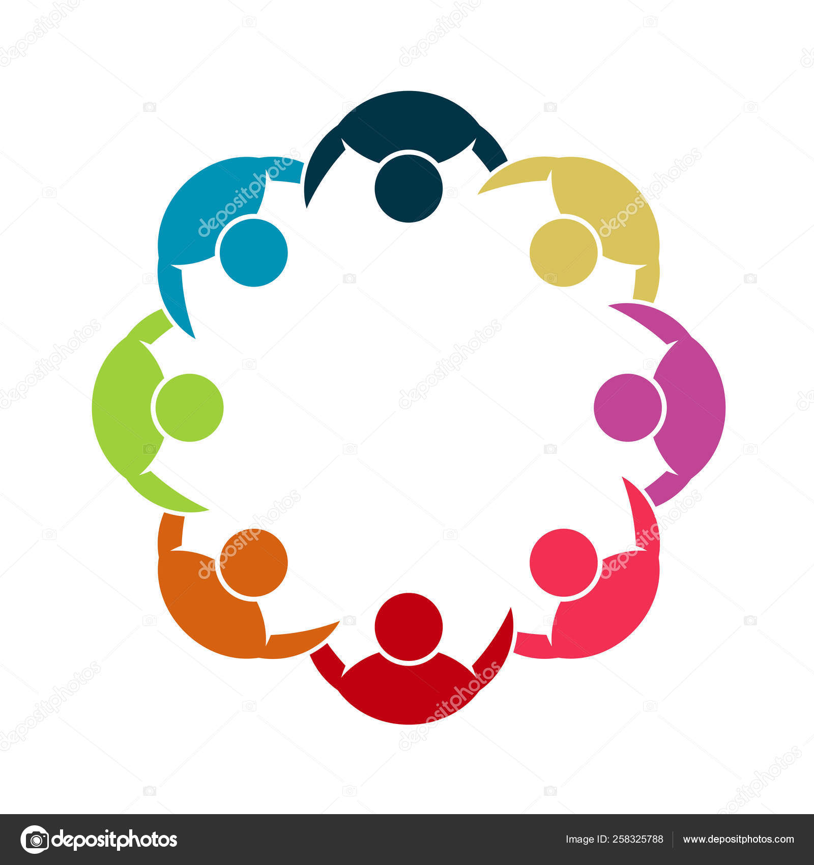 Vector graphic group connection logo.Eight people in the circle.logo ...