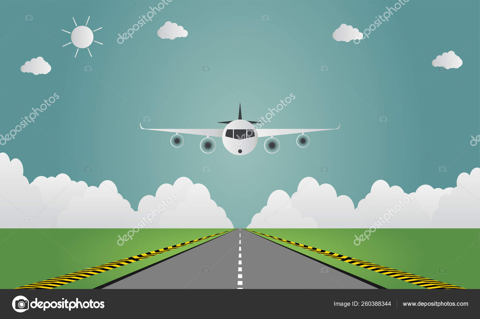 Cartoon Airplane Landing