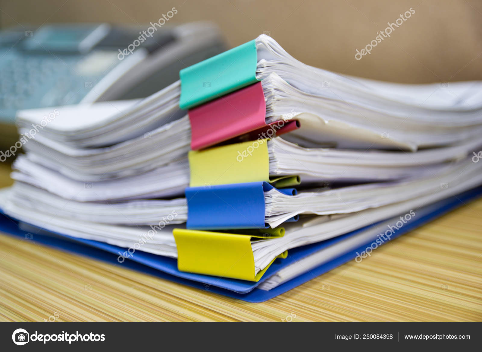 File Folder Stack Business Report Paper File Table Work Office — Stock ...