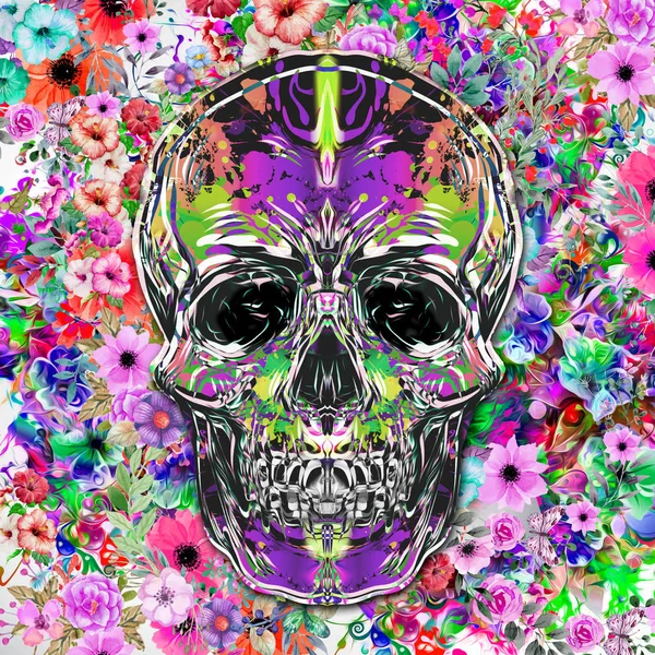 Pictures: colored skull | Colored Skull Isolated White Background ...