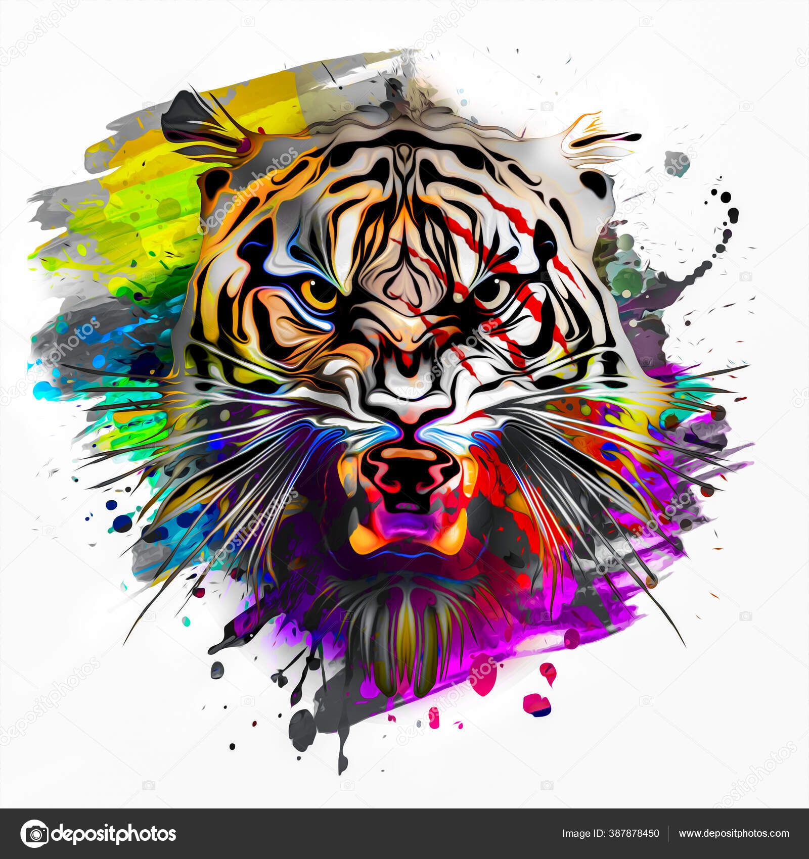 Tiger Head Creative Abstract Element White Background — Stock Photo ...