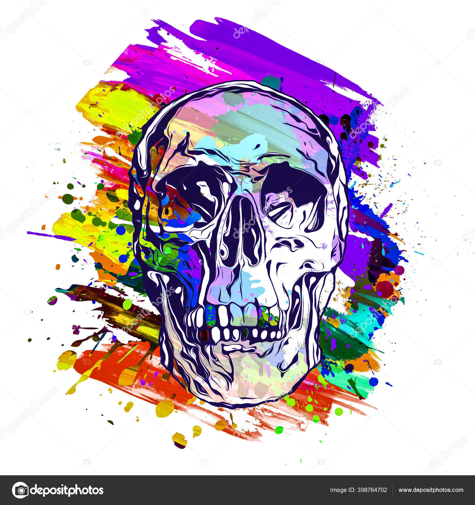 Abstract Colored Artistic Skull Graphic Design Concept Bright Colorful ...