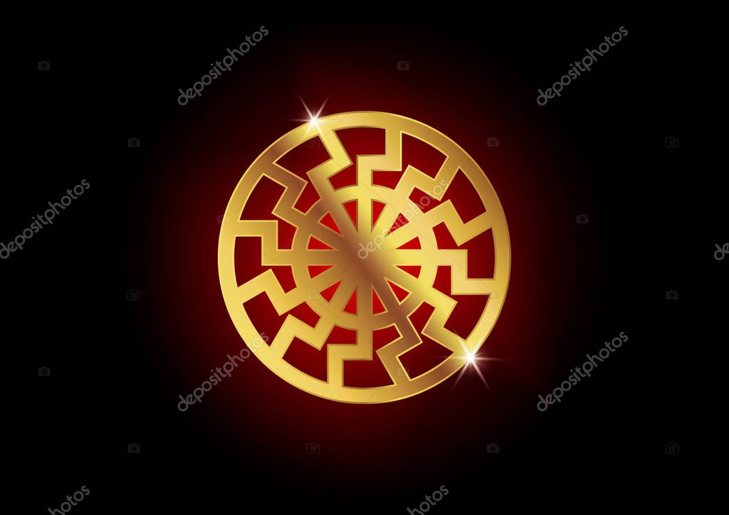 Sol Negro Símbolo Sonnenrad, signo de rueda solar de oro. El antiguo ...