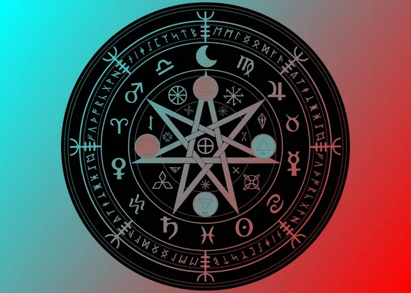 Wiccan Symbol Protection Set Mandala Witches Runes Mystic Wicca Divination — Stock Vector ...