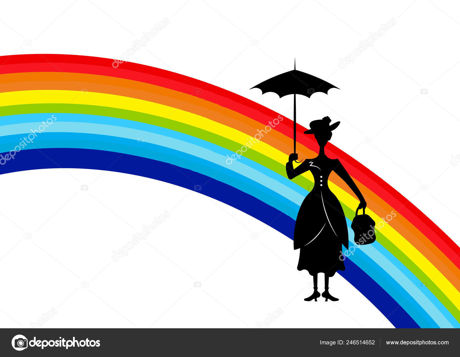 Mary Poppins Silhouette Vector