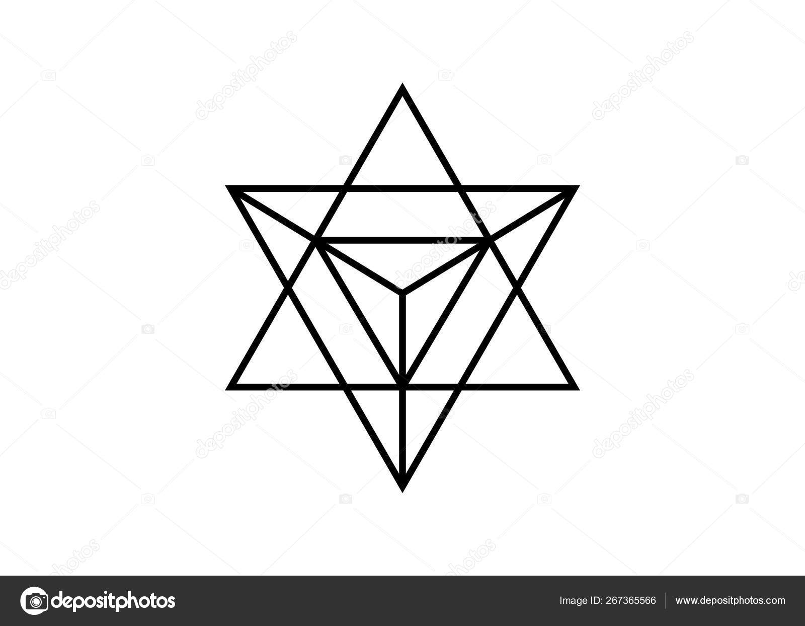 Sacred geometry. Merkaba thin line geometric triangle shape. esoteric ...