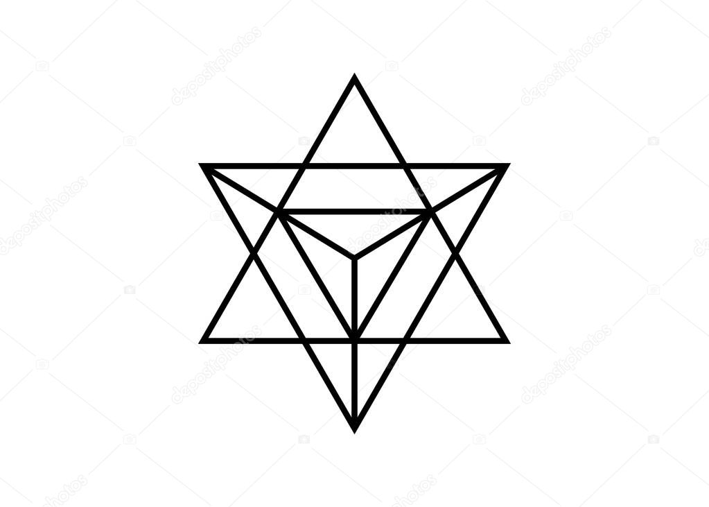 Sacred geometry. Merkaba thin line geometric triangle shape. esoteric ...