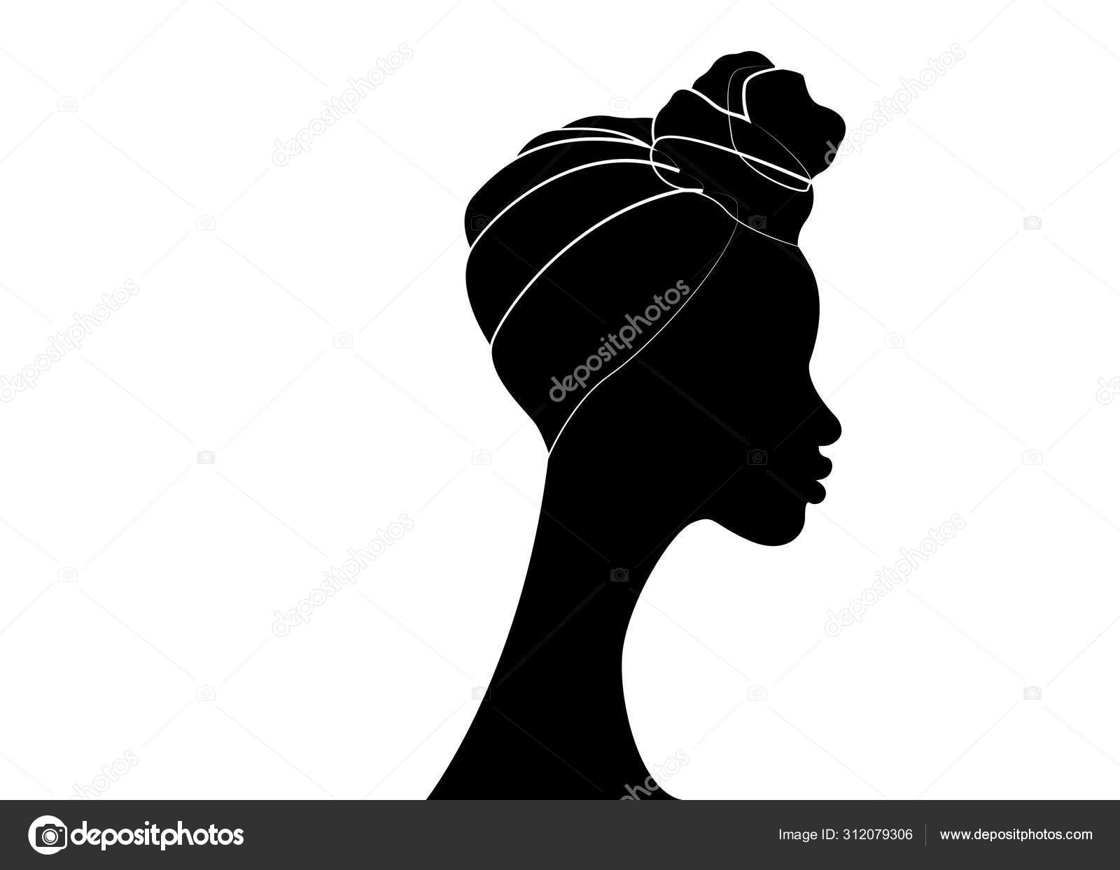 Portrait Beautiful African Woman In Traditional Turban Afro Black