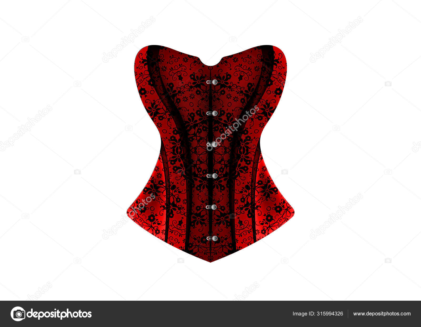Luxury corset. Lace black and red vintage corset. Vector design ...
