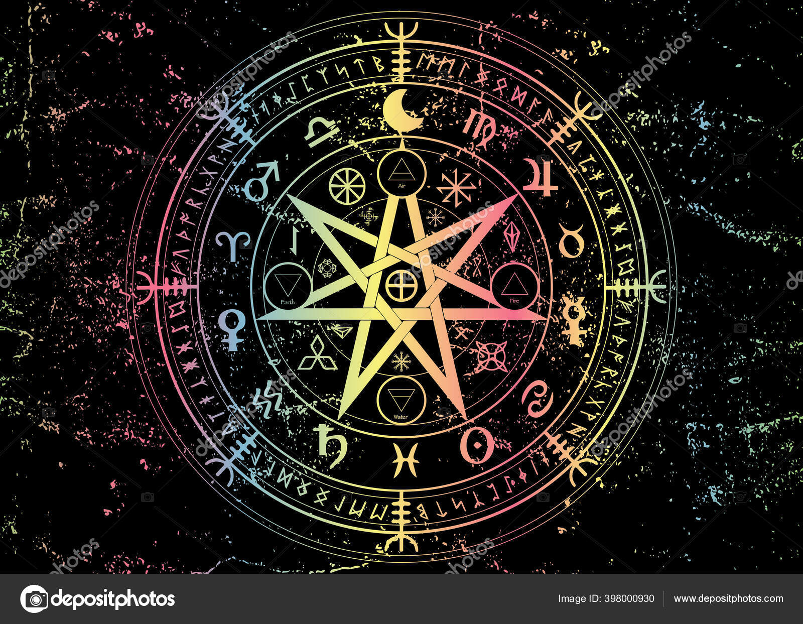 Wiccan Symbol Protection Mandala Witches Runes Mystic Wicca Divination Boho Stock Vector Image ...