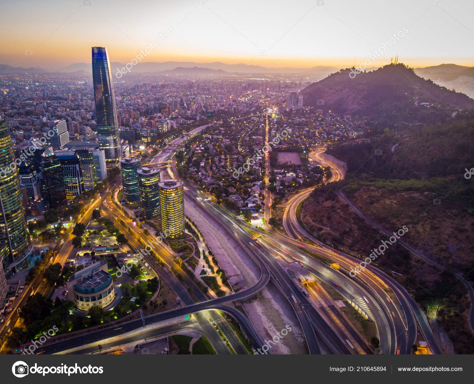 Beautiful Cityscape Santiago Chile Night — Stock Photo © progat #210645894
