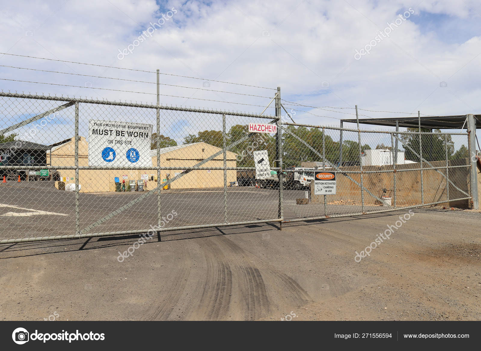 Multiple safety and security warning signs, including hazardous — Stock ...