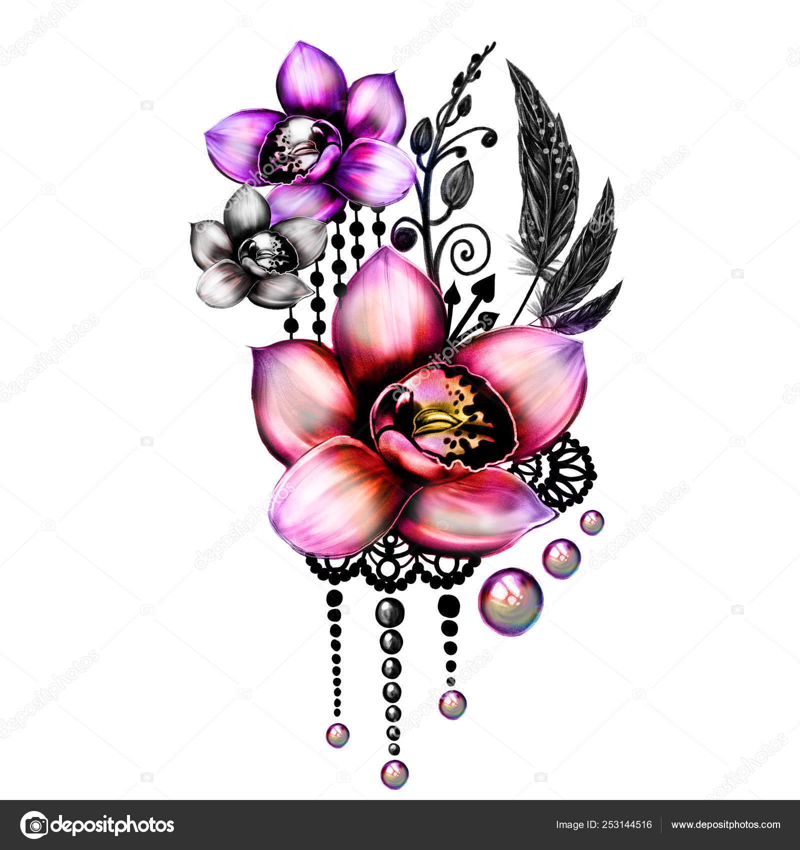 Floral color pattern tattoo — Stock Photo © shekaka #253144516