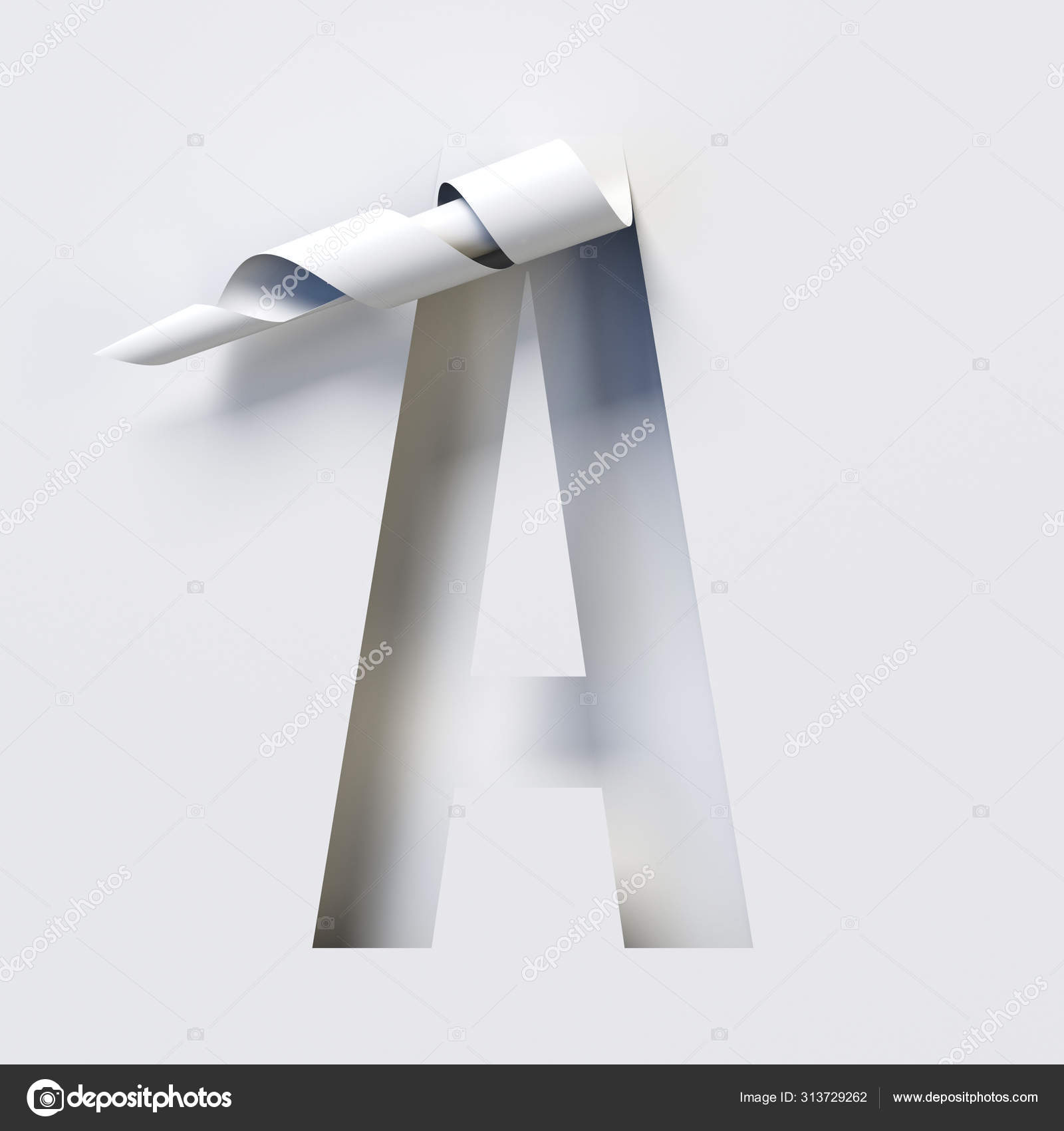 Cut Out Curled Paper Font Rendering Letter Stock Photo by ©koya979 313729262
