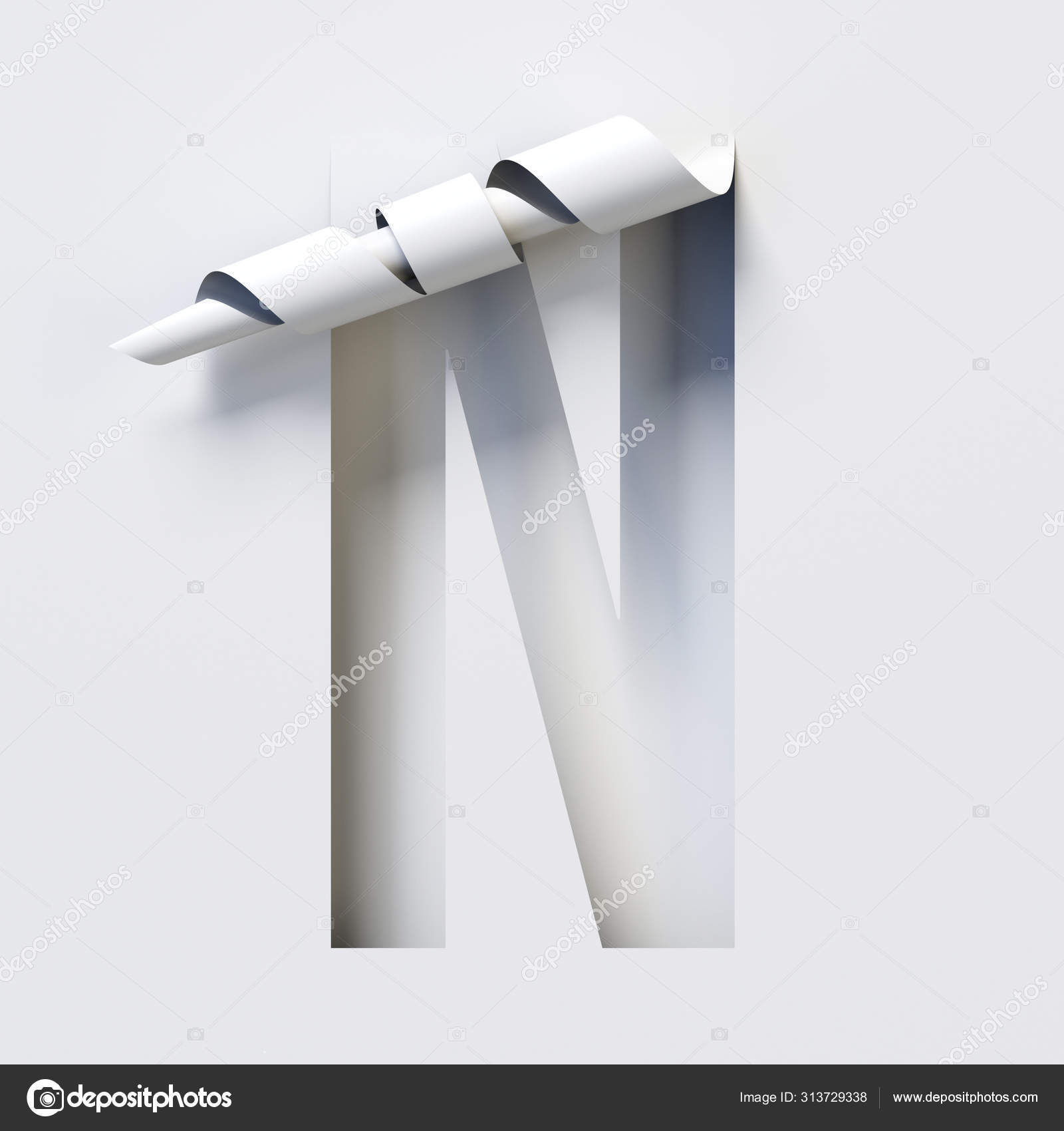 Cut Out Curled Paper Font Rendering Letter Stock Photo by ©koya979 313729338