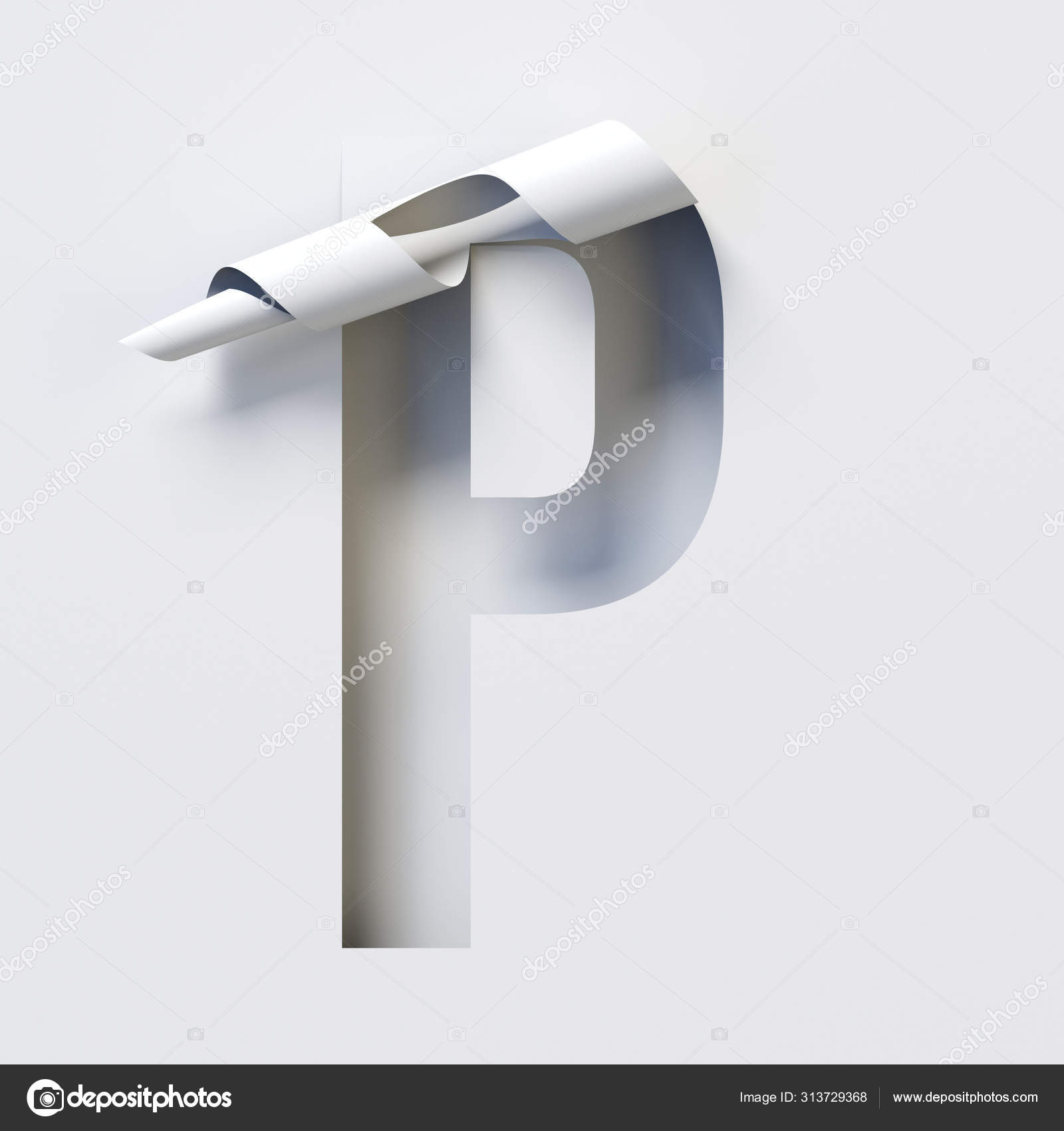 Cut Out Curled Paper Font Rendering Letter — Stock Photo © koya979 #313729368