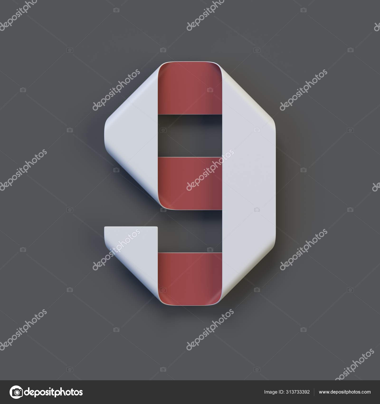 Origami Paper Font Folded Ribbon Font Rendering Number — Stock Photo © koya979 #313733392