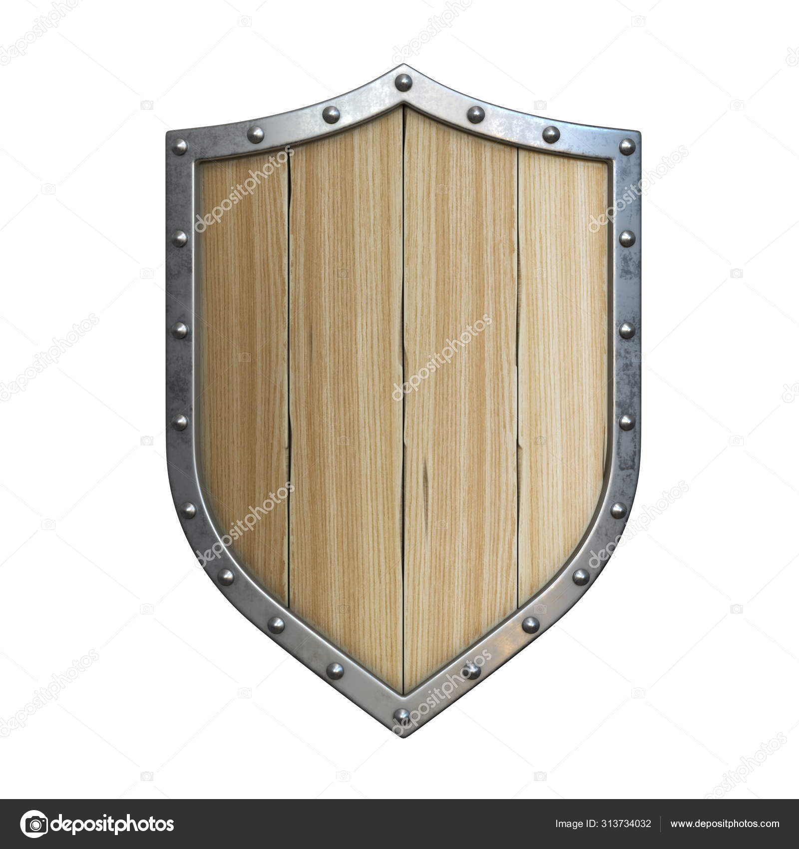 Wooden Medieval Shield Viking Shield Isolated White Background ...