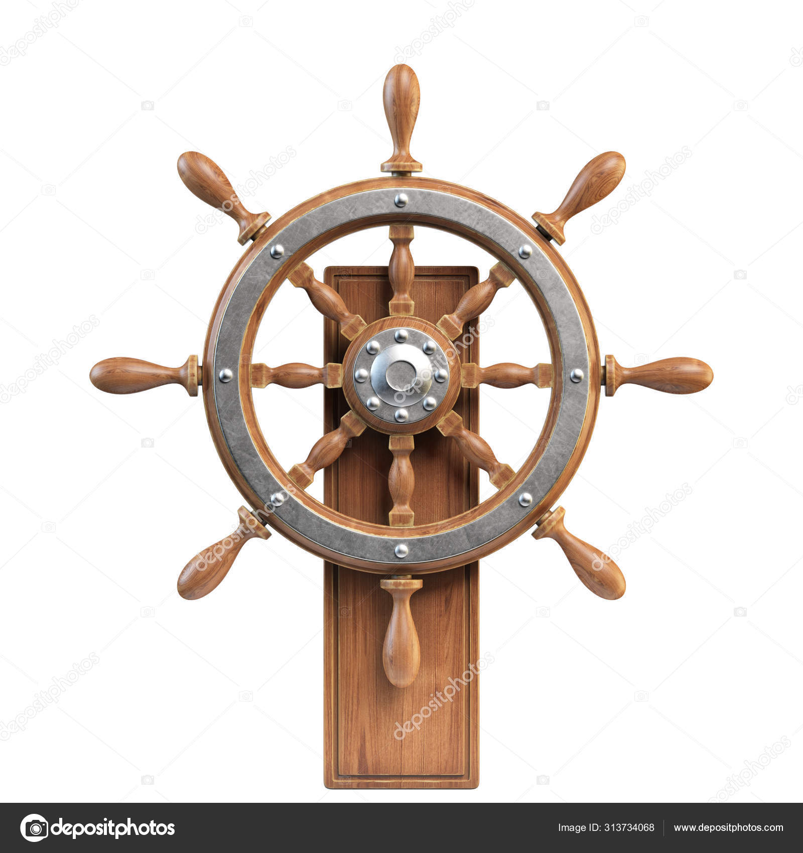 Ship Wheel Stand Isolated White Background Rendering Stock Photo by ...