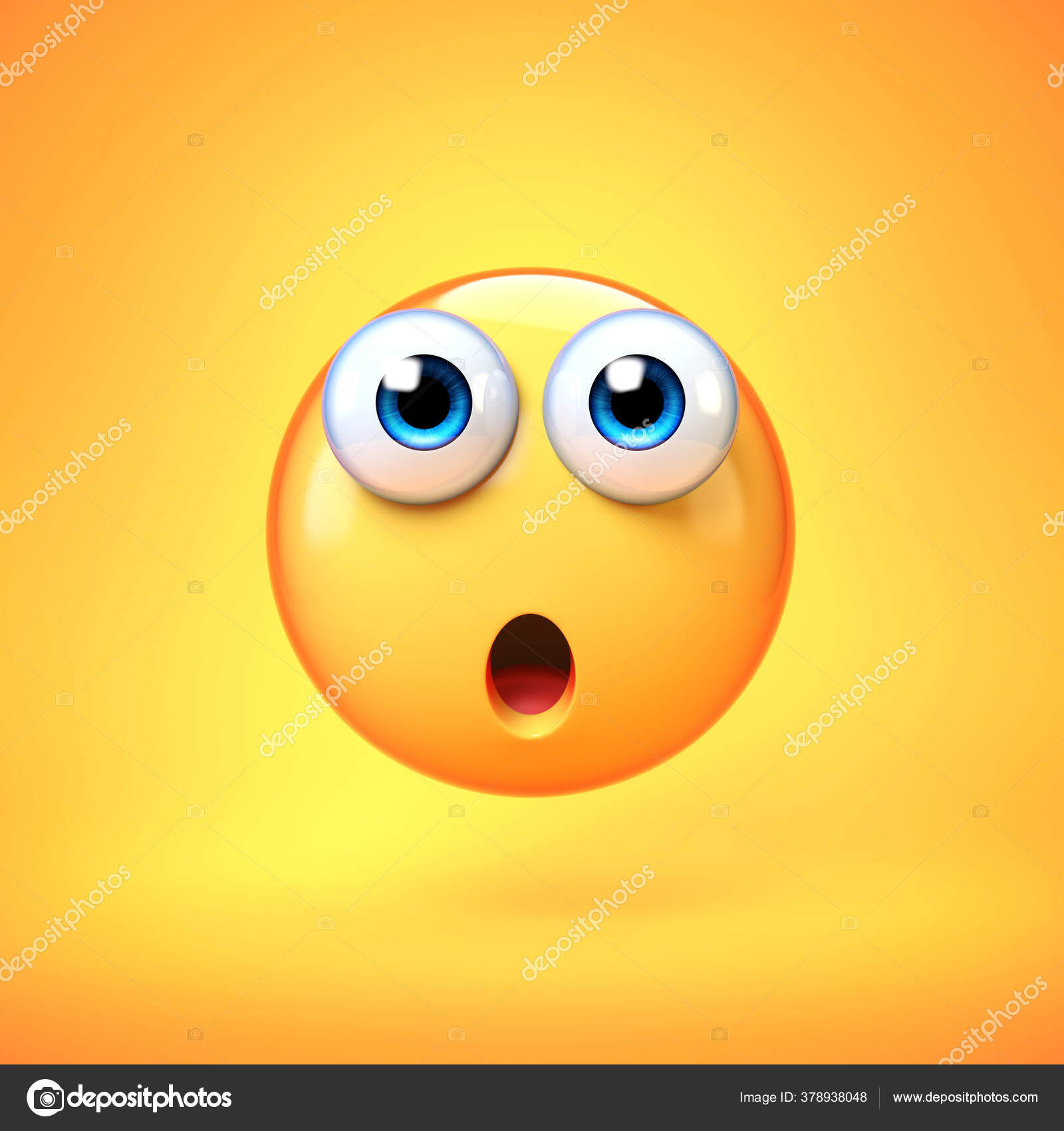 Surprised Emoji Isolated Yellow Background Shocked Emoticon Rendering ... Surprised Emoji Isolated Yellow Background Shocked Emoticon Rendering ...