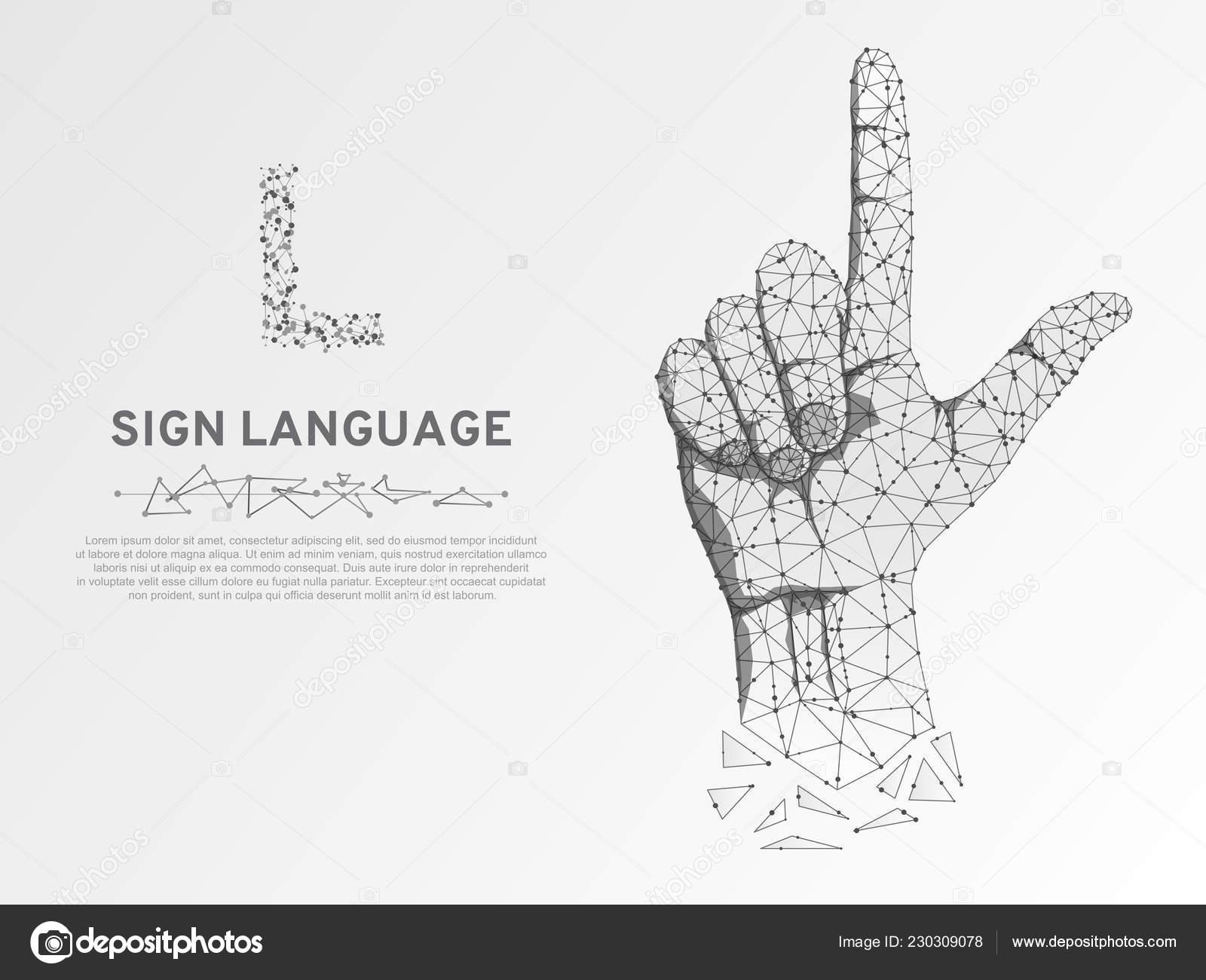 Origami Sign language L letter, hand that use the visual-manual ...