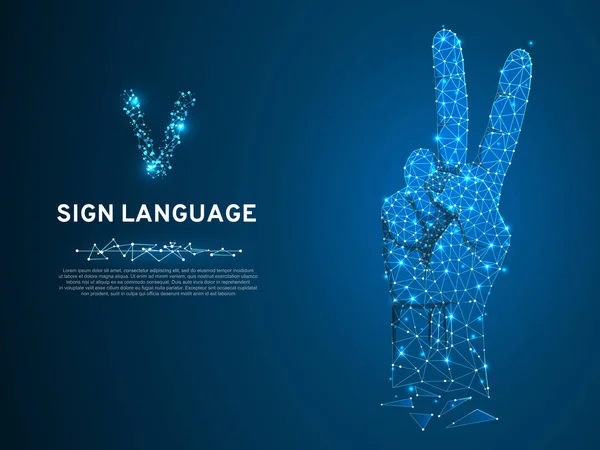 Sign language number two gesture, two fingers pointing up, hand in ...