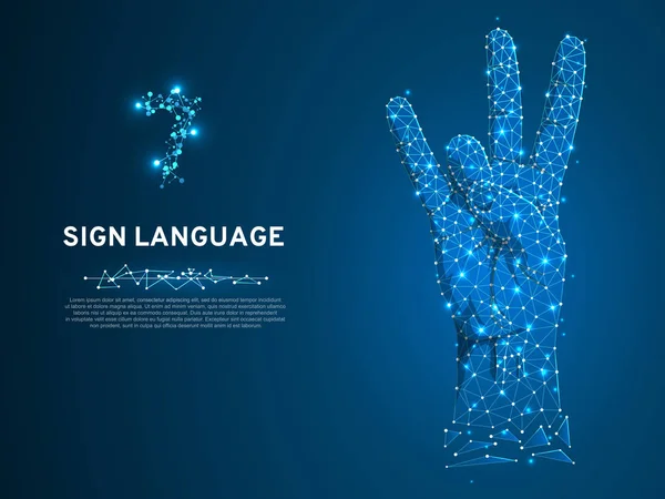 Sign language number two gesture, two fingers pointing up, hand in ...