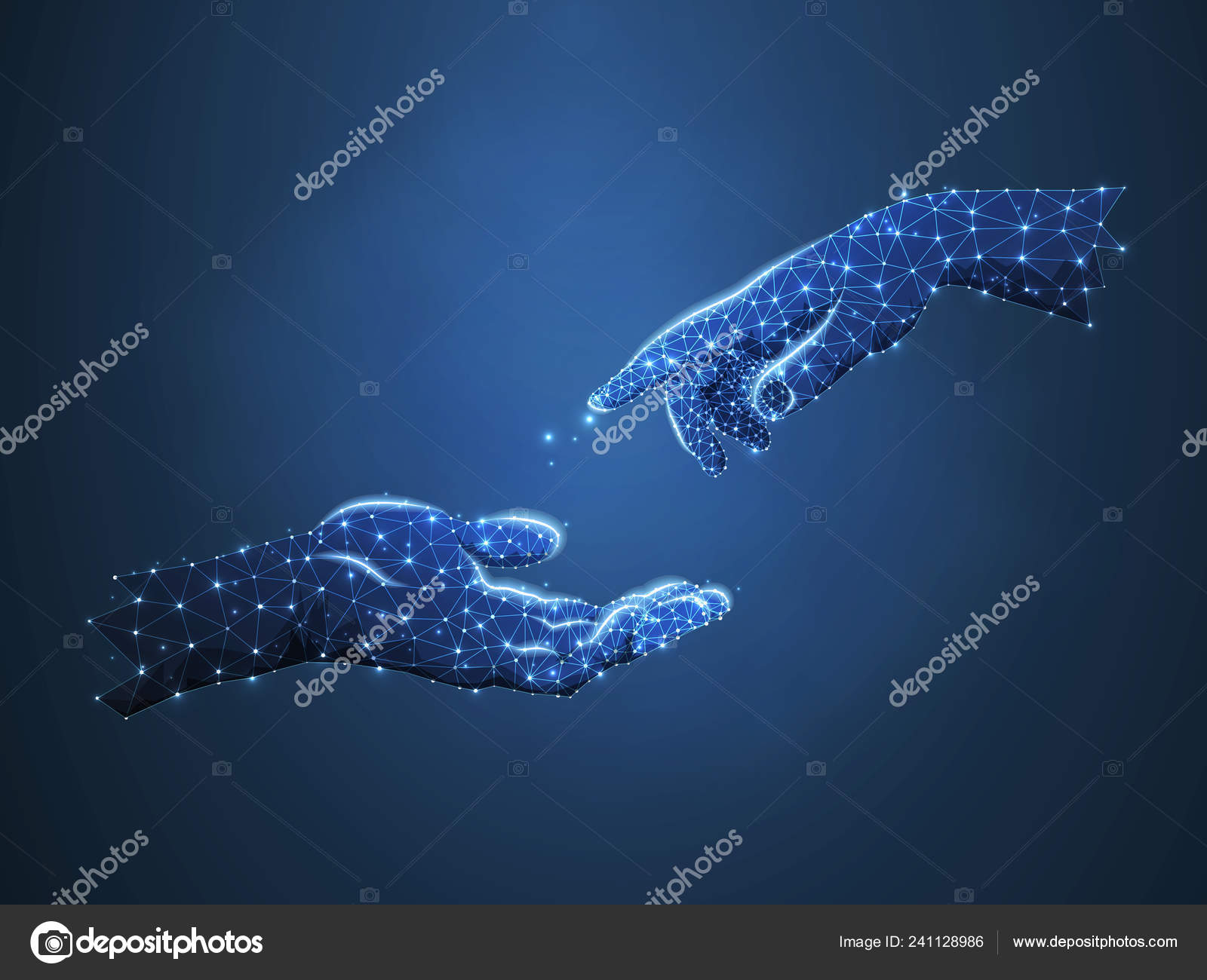 Hands connection, business conversation, Polygonal space low poly with ...