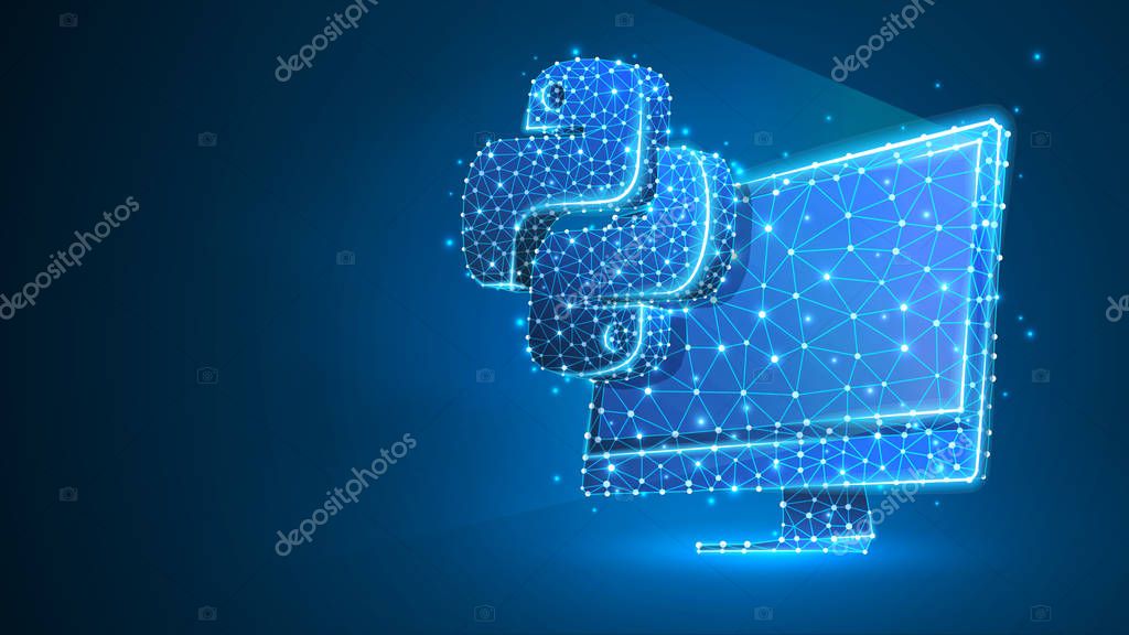 Signo de lenguaje de codificación Python en el monitor del ordenador ...