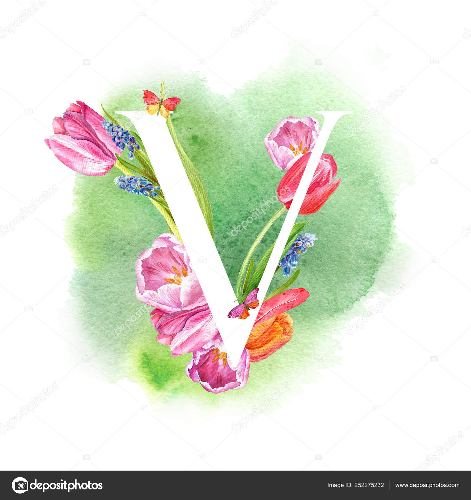 Letter Letter Alphabet Spring Flowers Muscari Tulips Invitations Cards ...