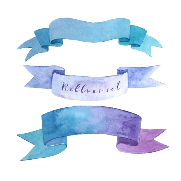 Watercolor set of blue ribbon banners — Stock Vector © Sonya ...