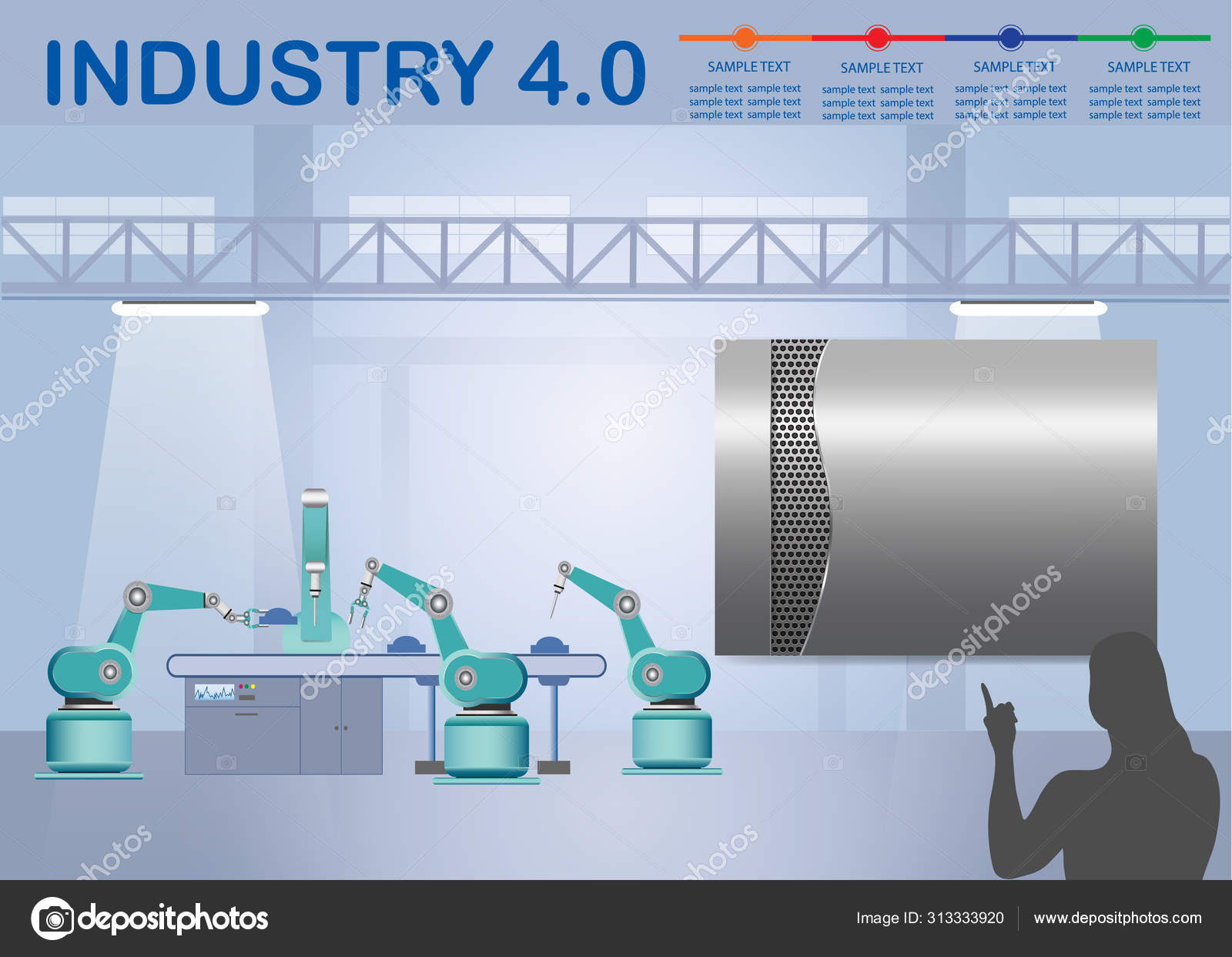 Industry 4.0 Smart factory infographic with metal label Stock Vector ...