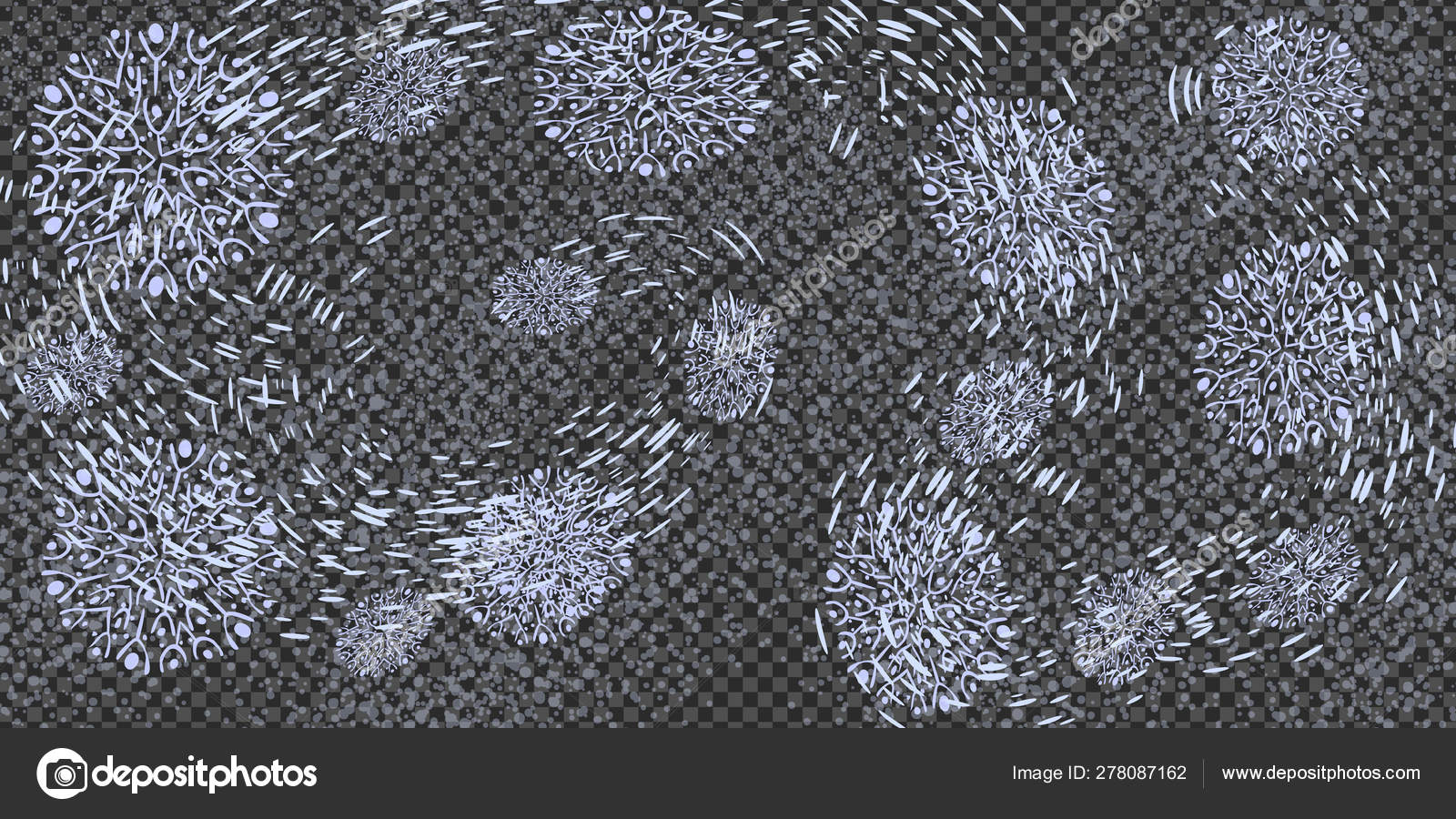 Winter Blizzard Snow Large Snowflakes Transparent Background Design New ...