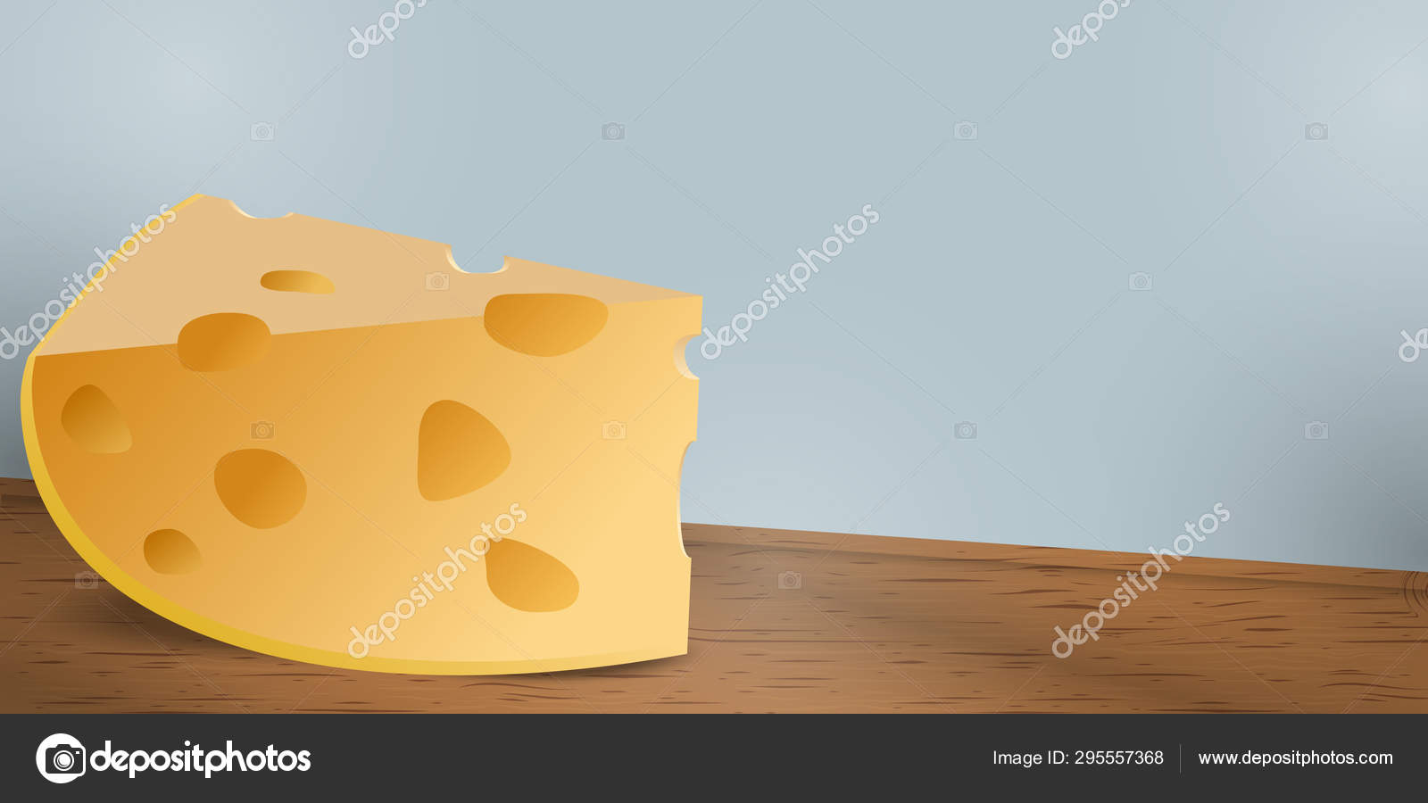 Large Piece Cheese Wooden Table Vector Flat Style Illustration Food ...