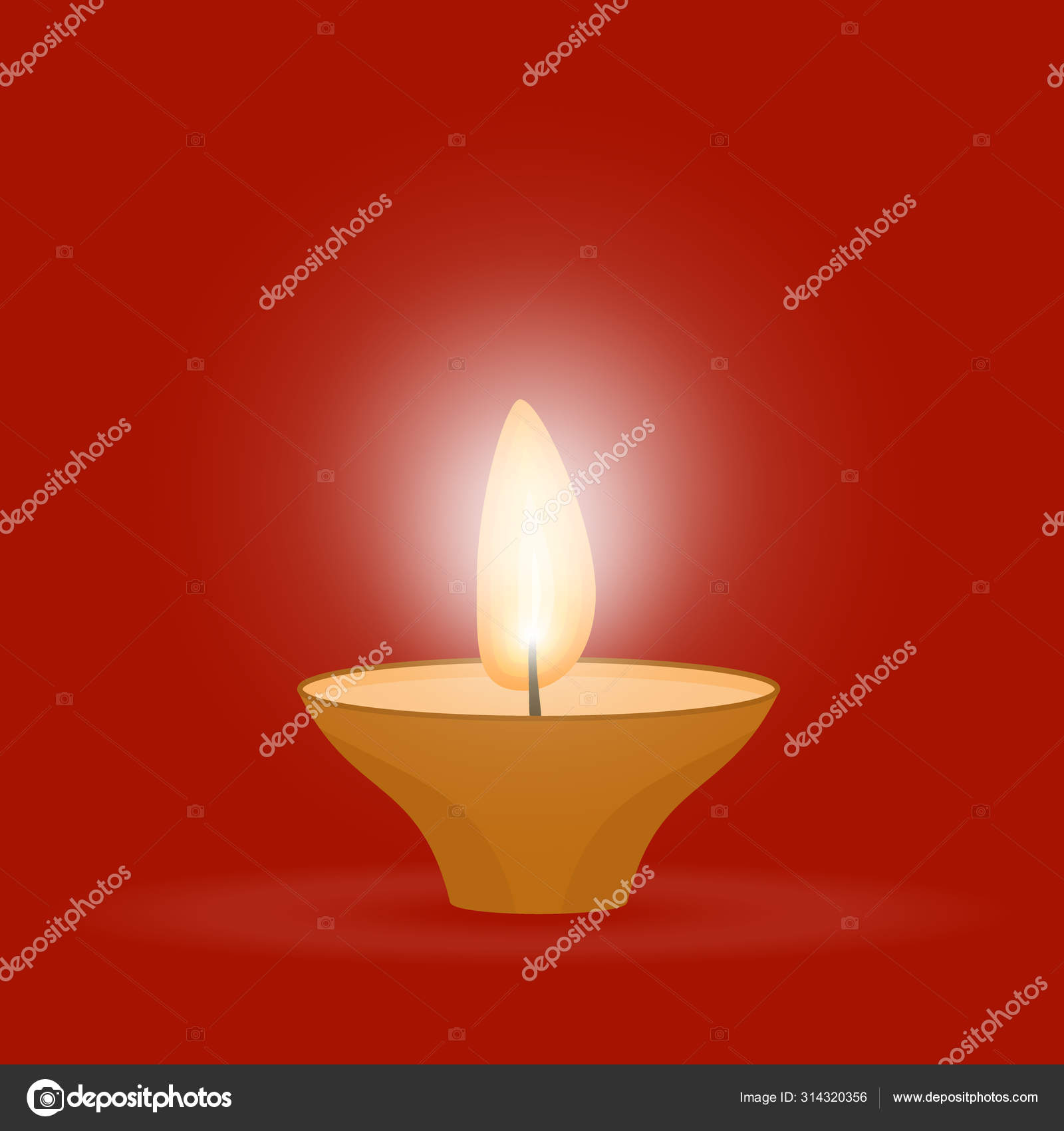 Candle Flame Red Background Burning Fuse Cup Oil Element Lighting Stock ...