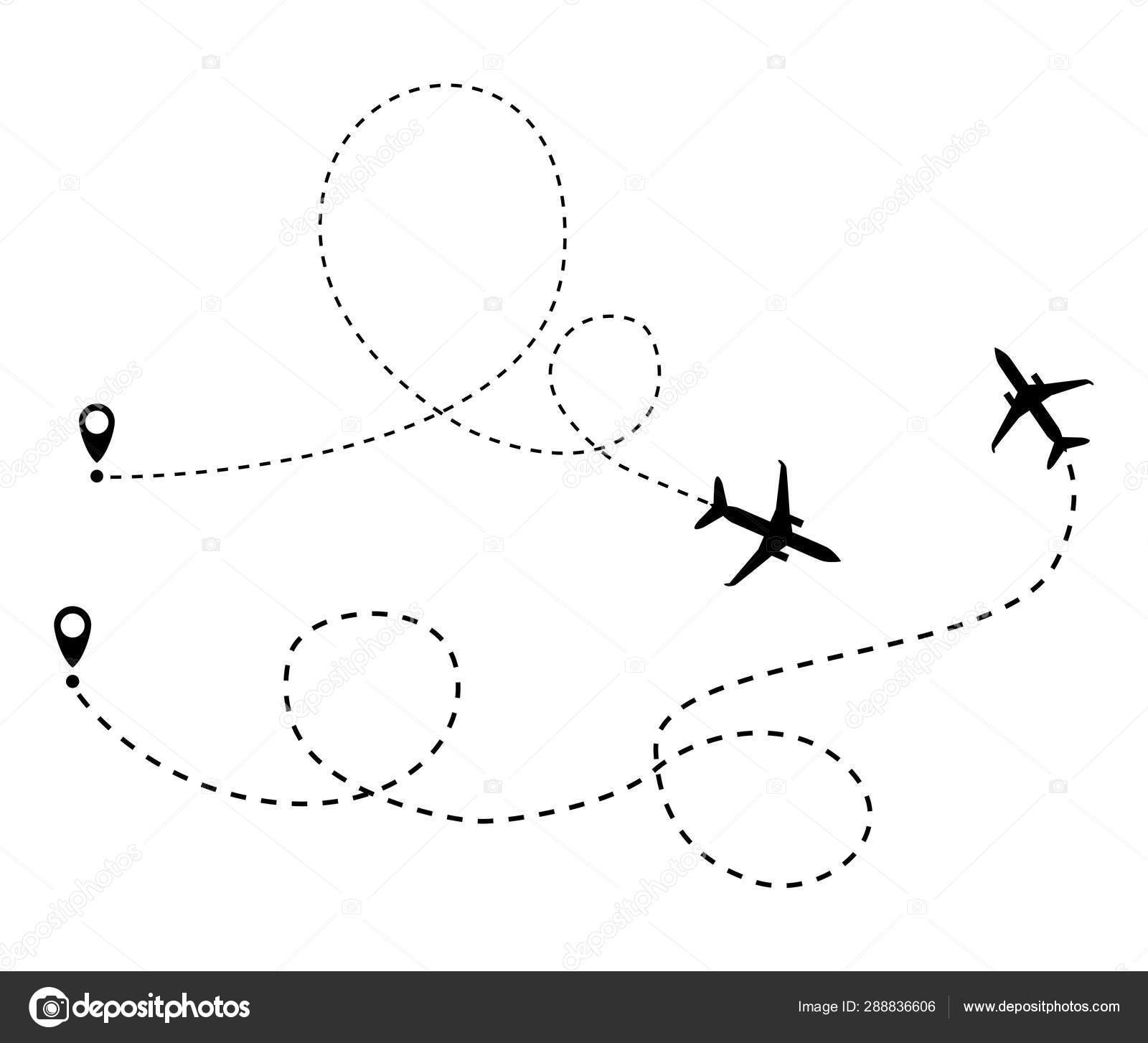 Airplane Dotted Line Clipart