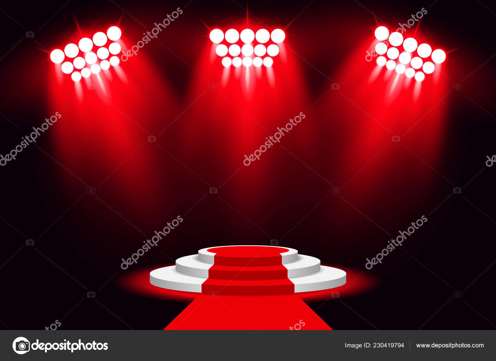 Podio Rojo Con Iluminación Sobre Fondo Negro Vector de stock #230419794 ...