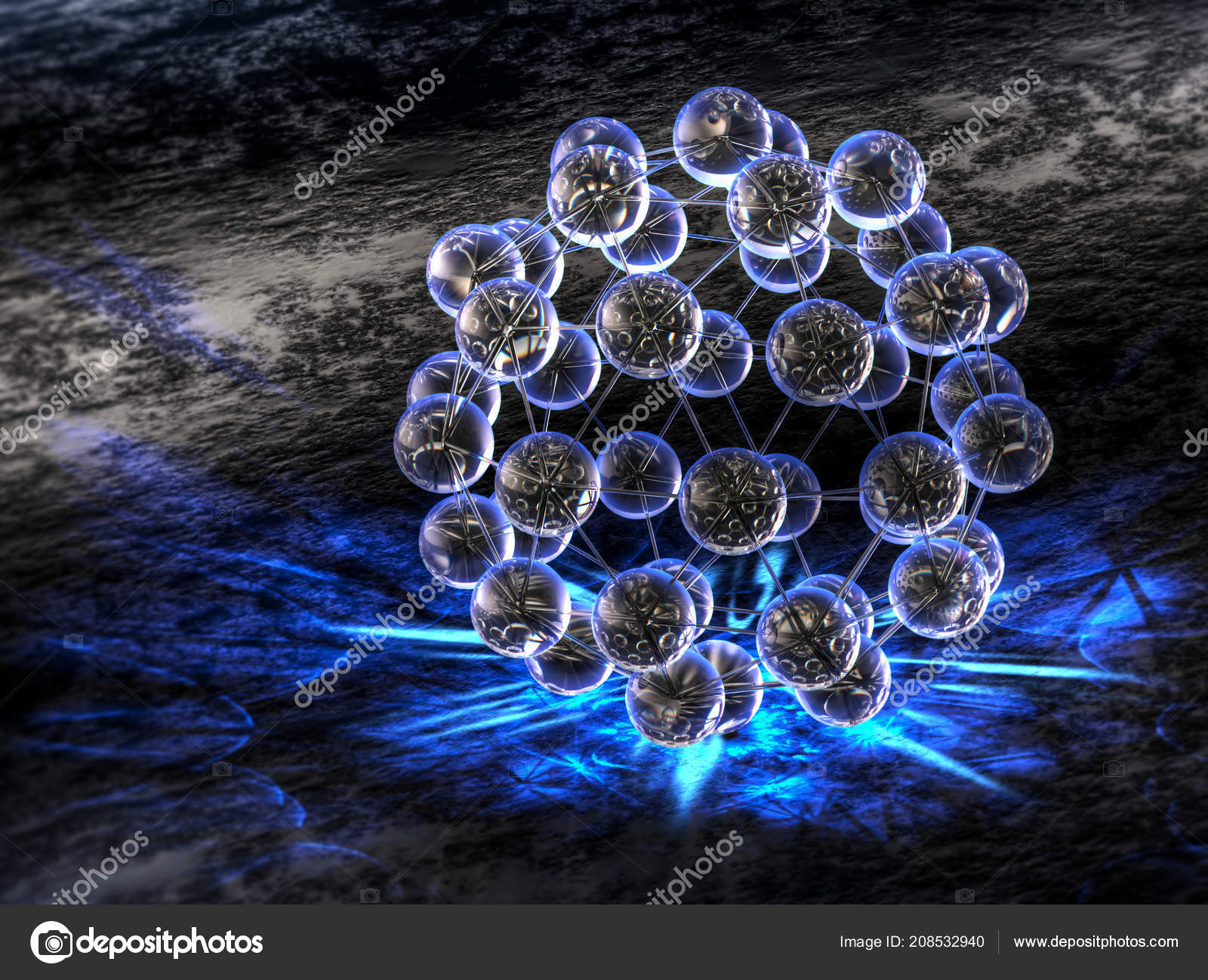 Close Spherical Nanostructure Made Graphene Blue Caustics Light Stock ...