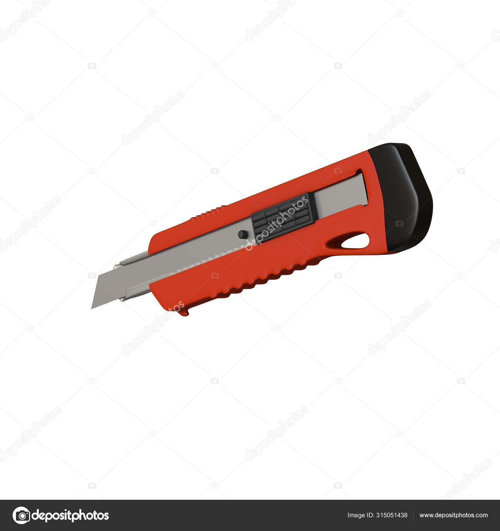 Red paper knife isolated on white background. 3D rendering of excellent ...