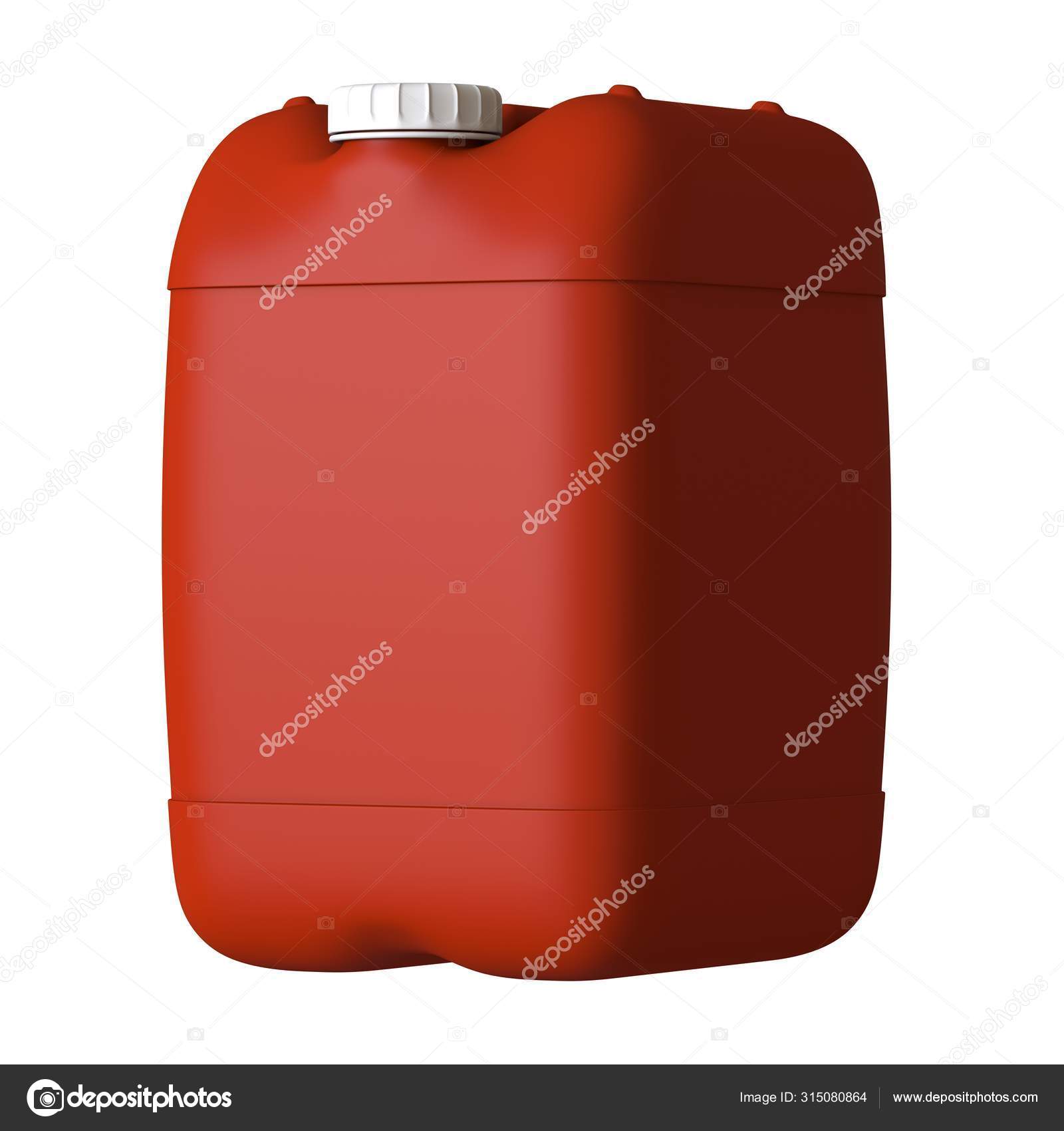 Red canister with engine oil or lubricant isolated on white background ...