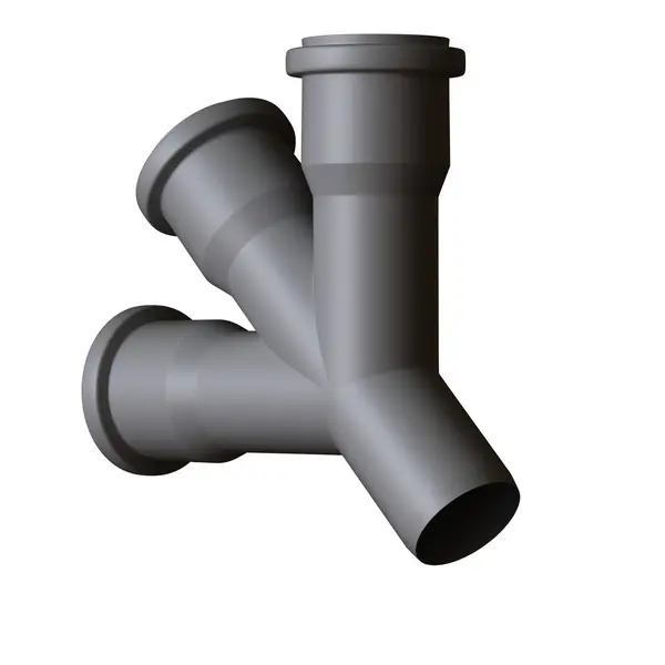 Plastic sewer pipe grey on white background, isolated. 3D rendering of ...
