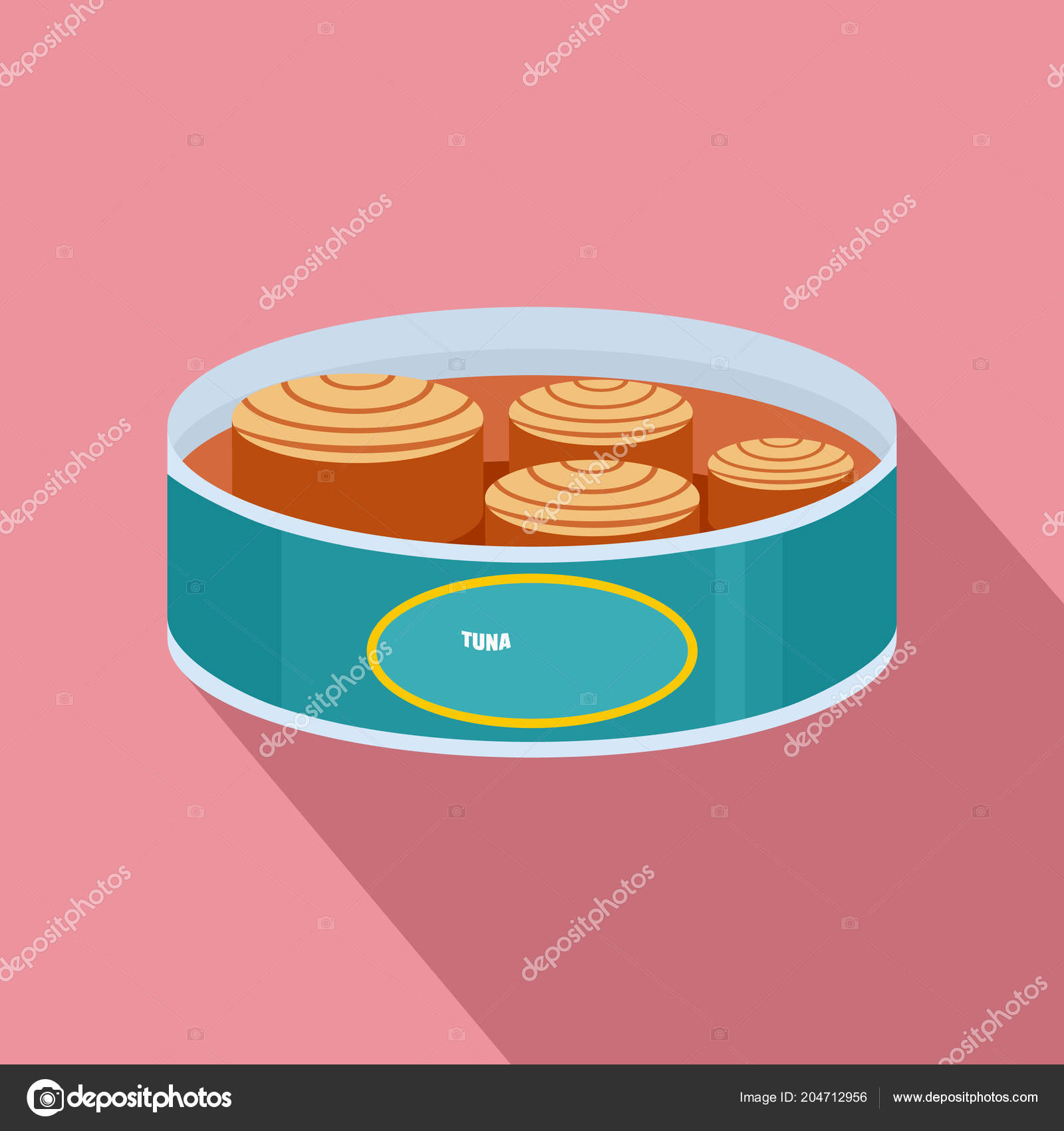 Open tuna can icon, flat style Stock Vector Image by ©anatolir #204712956