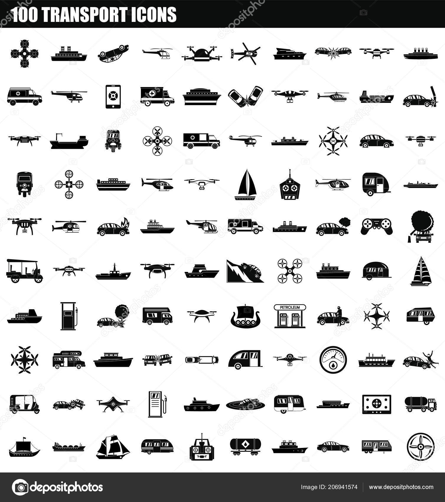 100 transport icon set, simple style Stock Vector Image by ©anatolir ...