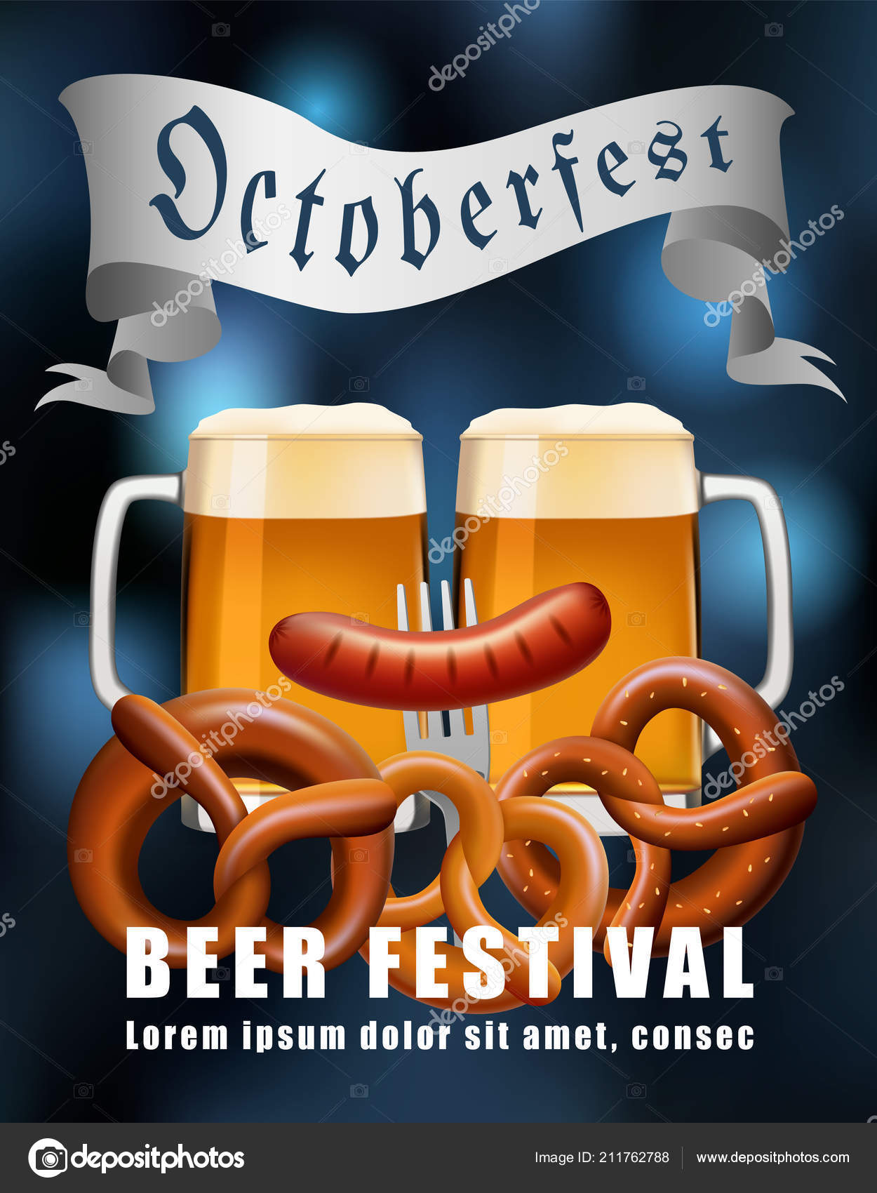 Beer festival concept background, realistic style — Stock Vector ...