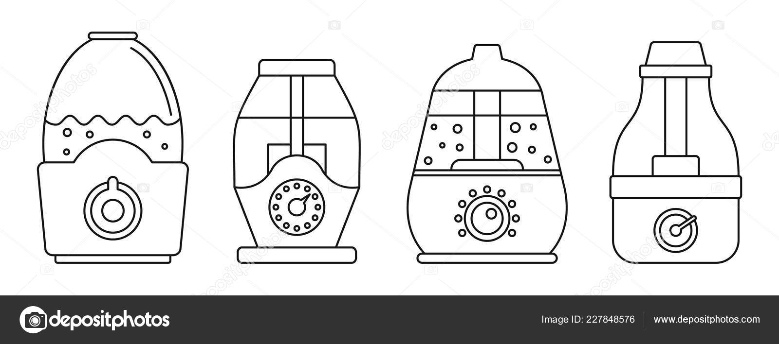 Home humidifier icon set, outline style Stock Vector Image by ©anatolir ...